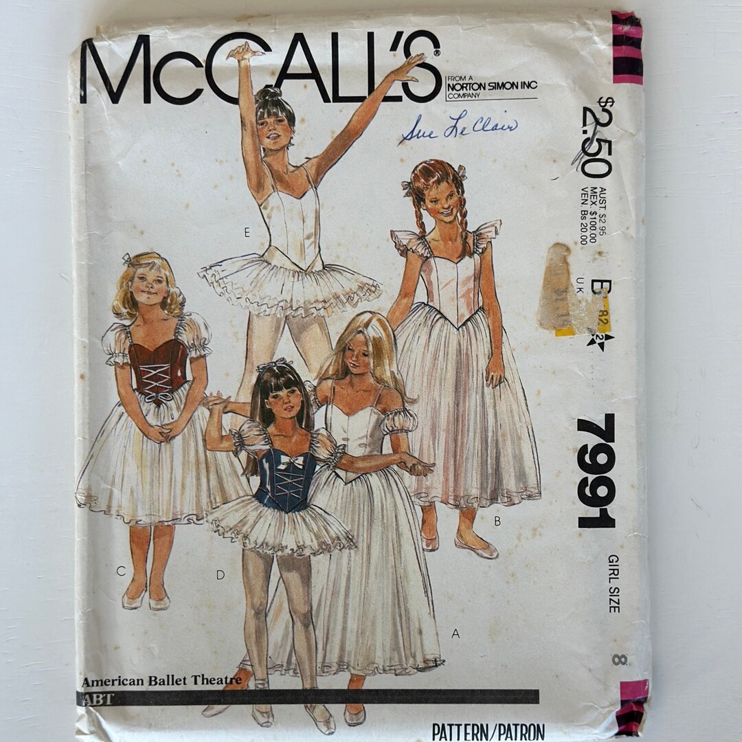 Mccalls 7991 Ballet Costume Pattern Child Size 8 Dance Leotard Tutu ...