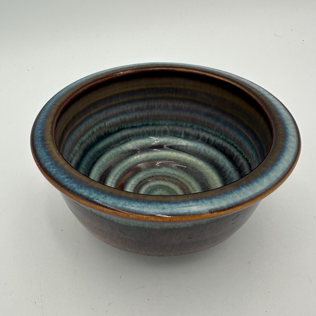 Vintage Bill Campbell Pottery Bowl – Drip Glaze Swirl Center, Signed ...