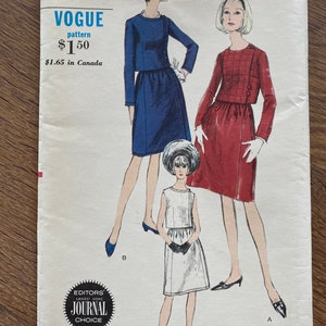 Vintage Sewing Pattern, Vogue 6632 Two Piece Dress and Jacket 1960's ...