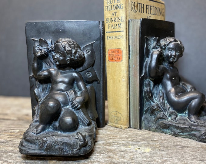 Butterfly Cherub Bookends From 1924, Ronson Art Metal Works, Set of 2 ...