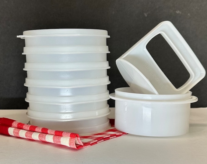 Classic Tupperware Hamburger Press Kit - 6 Burger Keepers, Patty Maker ...