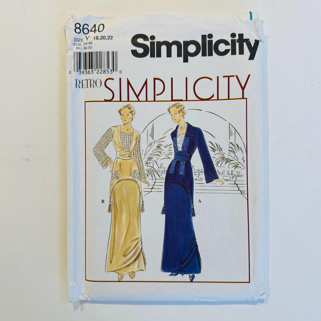 Simplicity 8640 Sewing Pattern, Retro Two Piece Dress Edwardian Downton ...