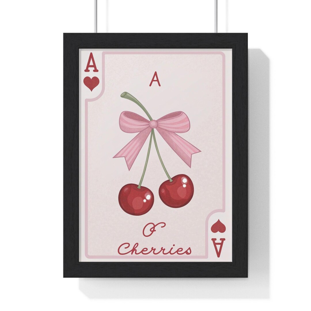 Cherry Card Vertical Framed Poster | Cute Home Decor, Wall Art Print ...