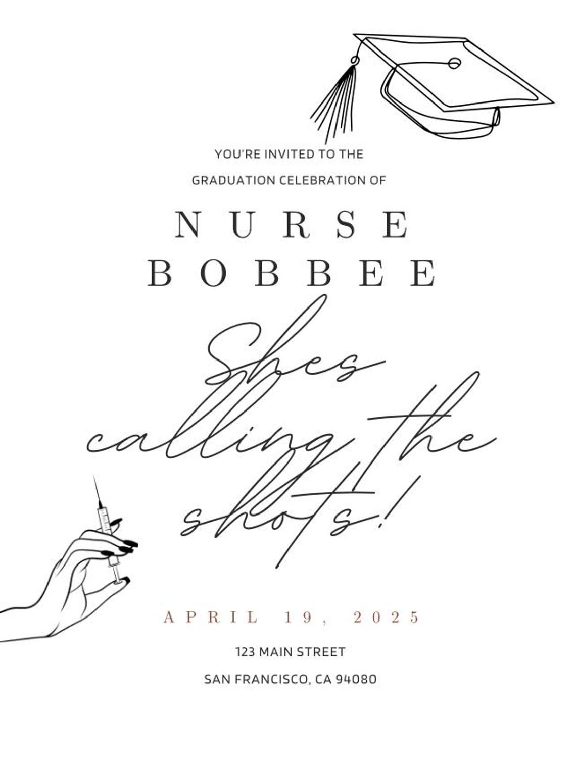 Editable Nursing Graduation Invitation Template | LVN RN Grad Party ...