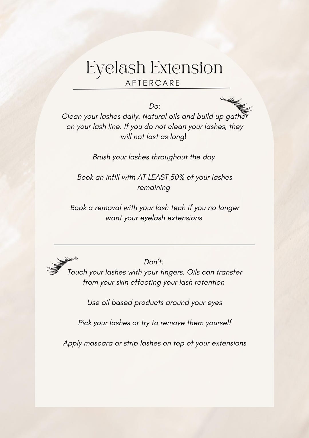 Eyelash Extension Aftercare Poster - Etsy
