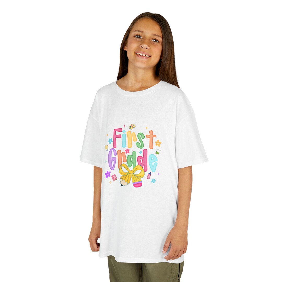 First Grade, Colorful Kids First Grade Tee, Children's Cotton Shirt ...