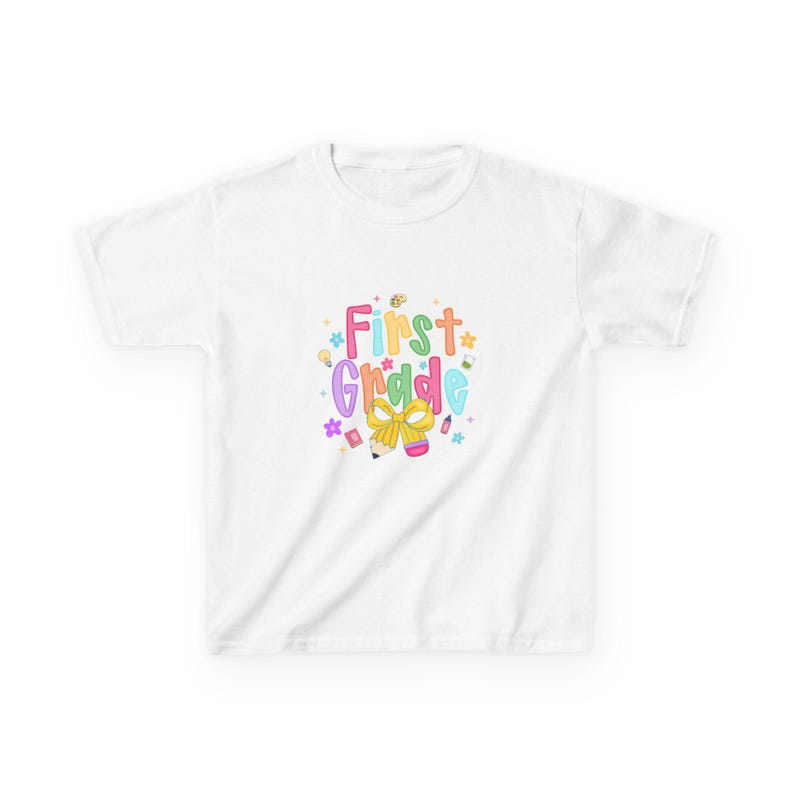 First Grade, Colorful Kids First Grade Tee, Children's Cotton Shirt ...
