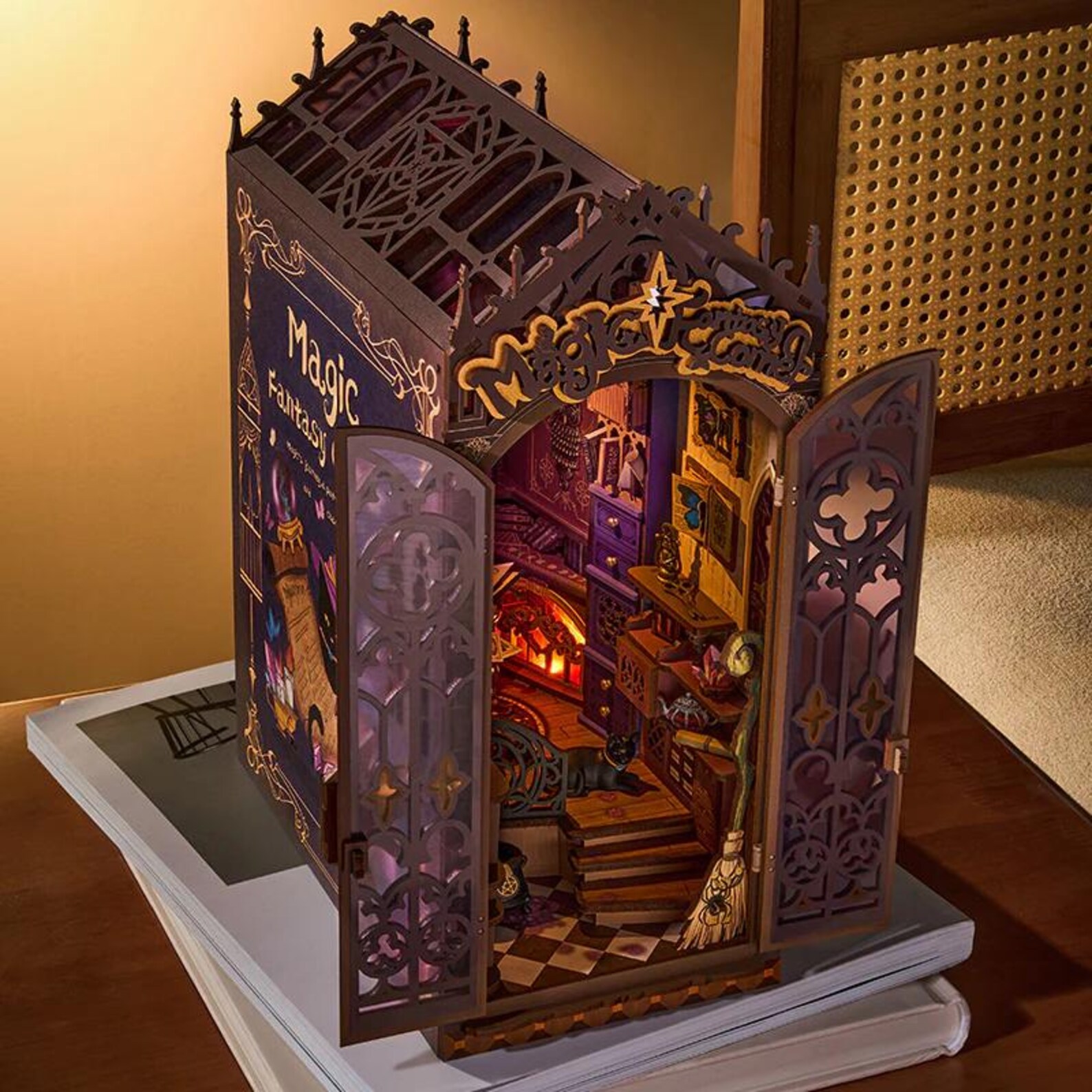 Rolife Magic Fantasy Corner DIY Book Nook Bookshelf Insert With Lights ...