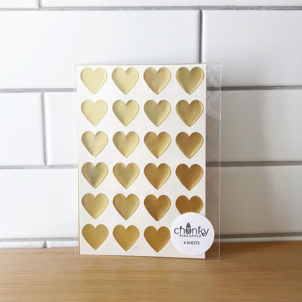 Gold Heart Stickers - Etsy