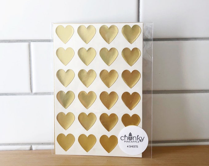Metallic Mini Gold Foil Heart Stickers / Labels (0.75") - Etsy
