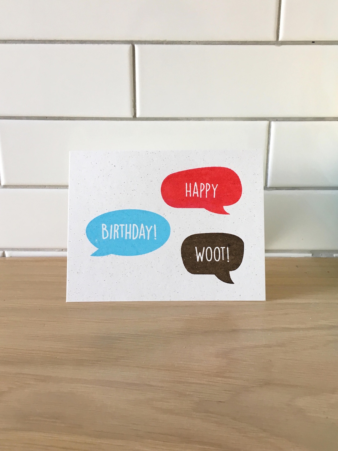 Happy Birthday Woot gocco-printed Card - Etsy