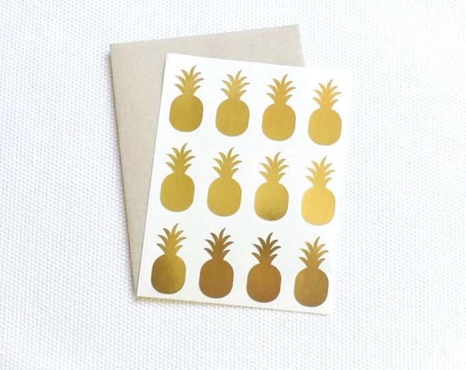 Gold Foil Pineapple Stickers / Labels - Etsy