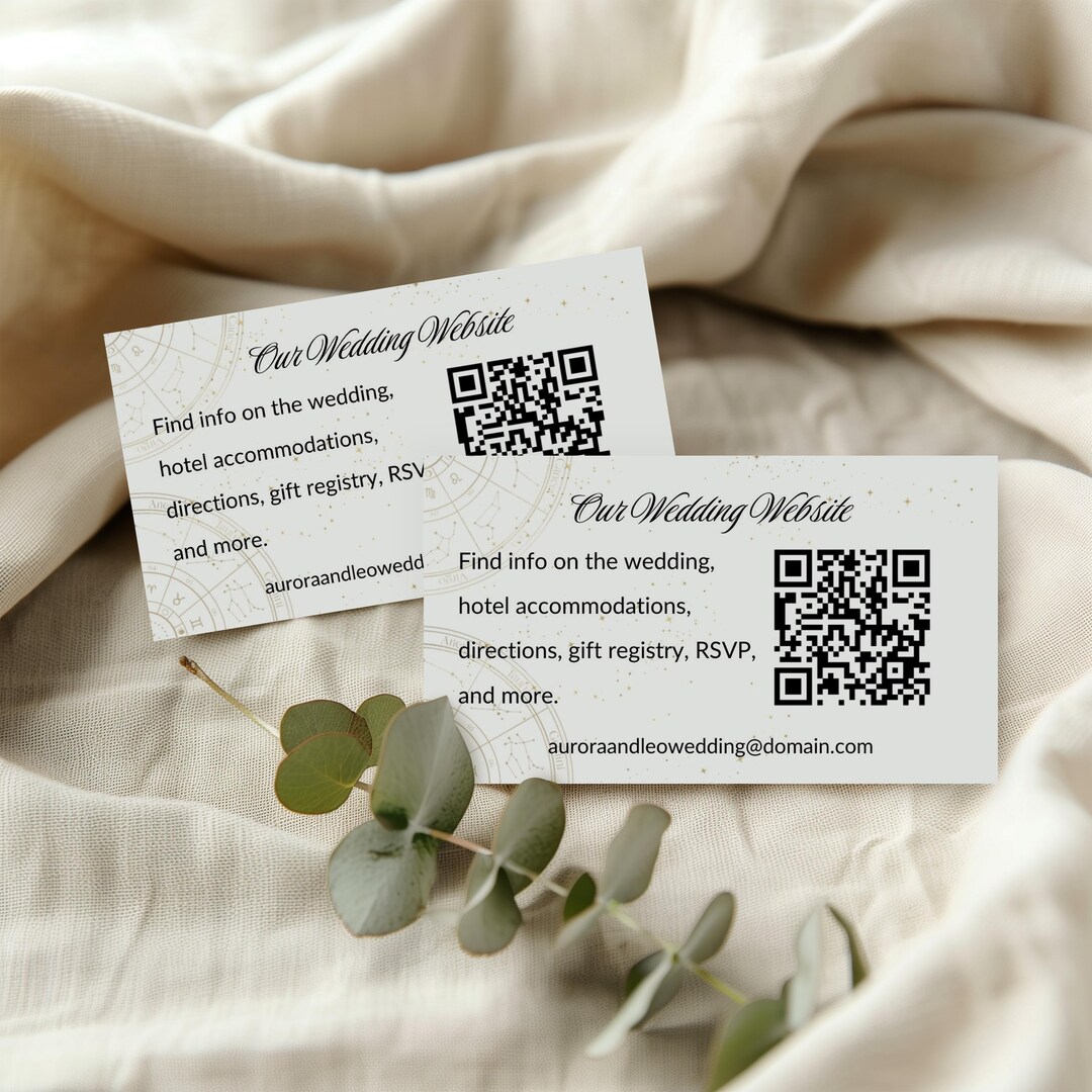 Celestial Wedding Website Card | Cosmic QR Code Insert for Registry ...