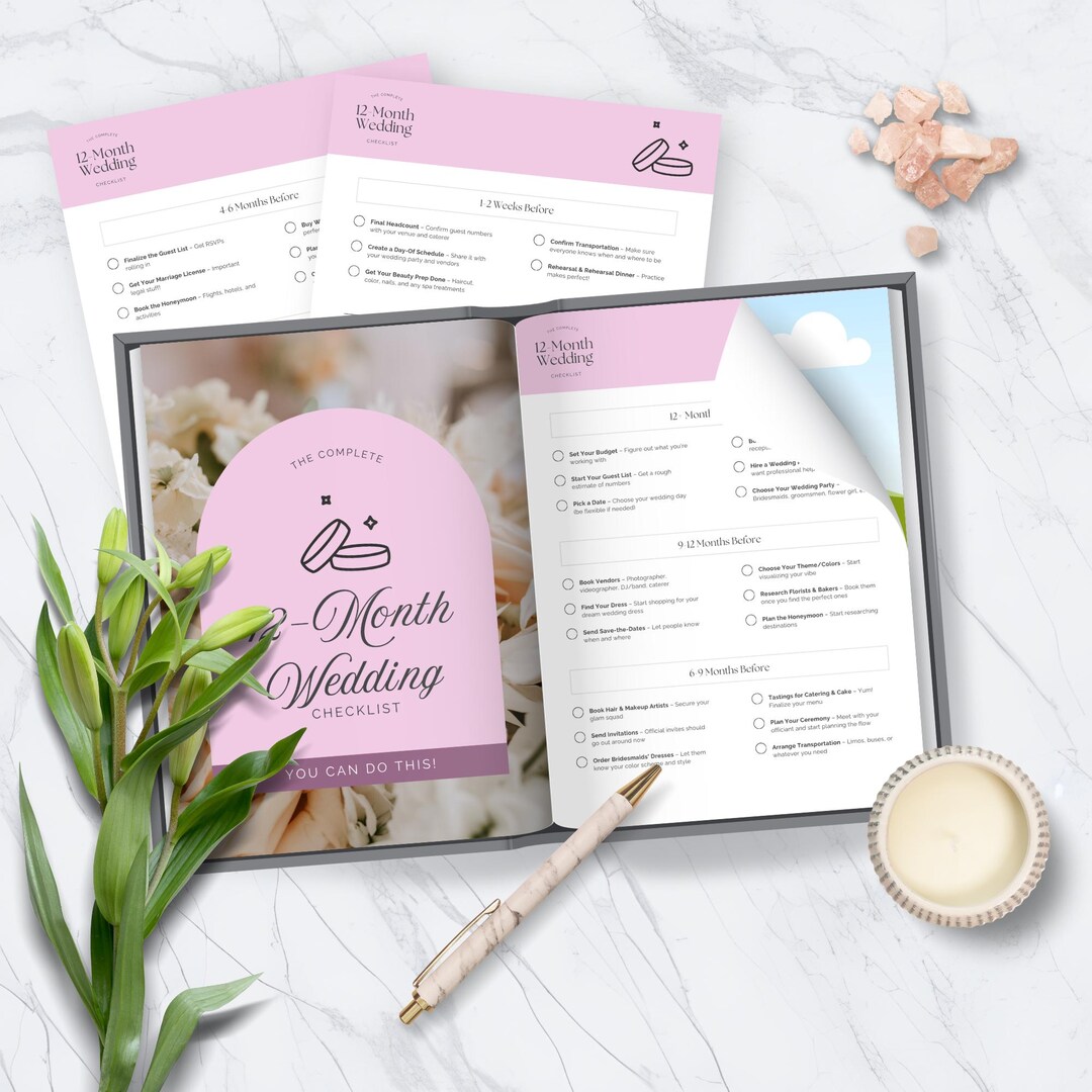 PDF Printable 12-month Wedding Planning Checklist – Simple 3-page ...