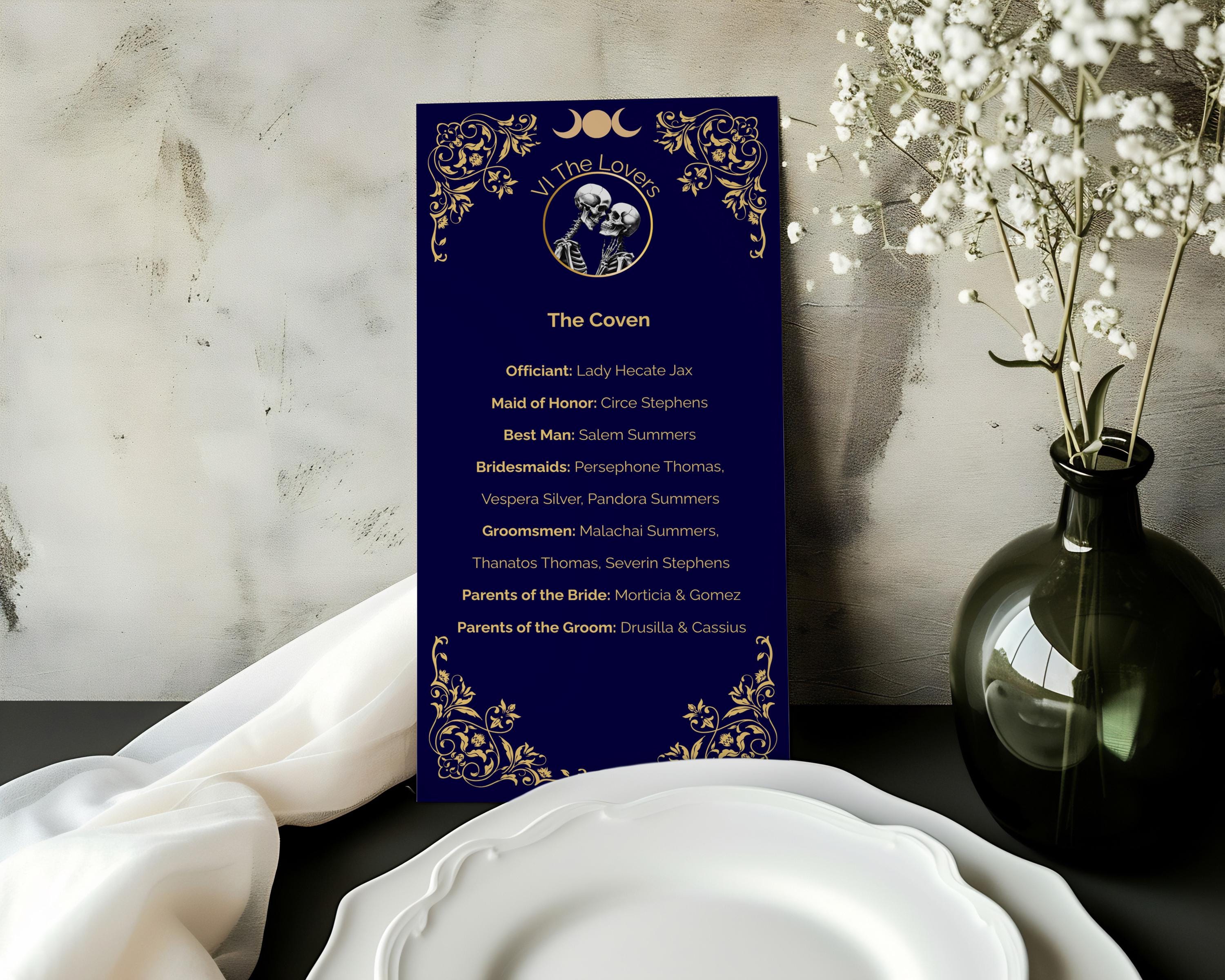 Gothic Wedding Program Template | Tarot Macabre | 4x8 Canva Template ...