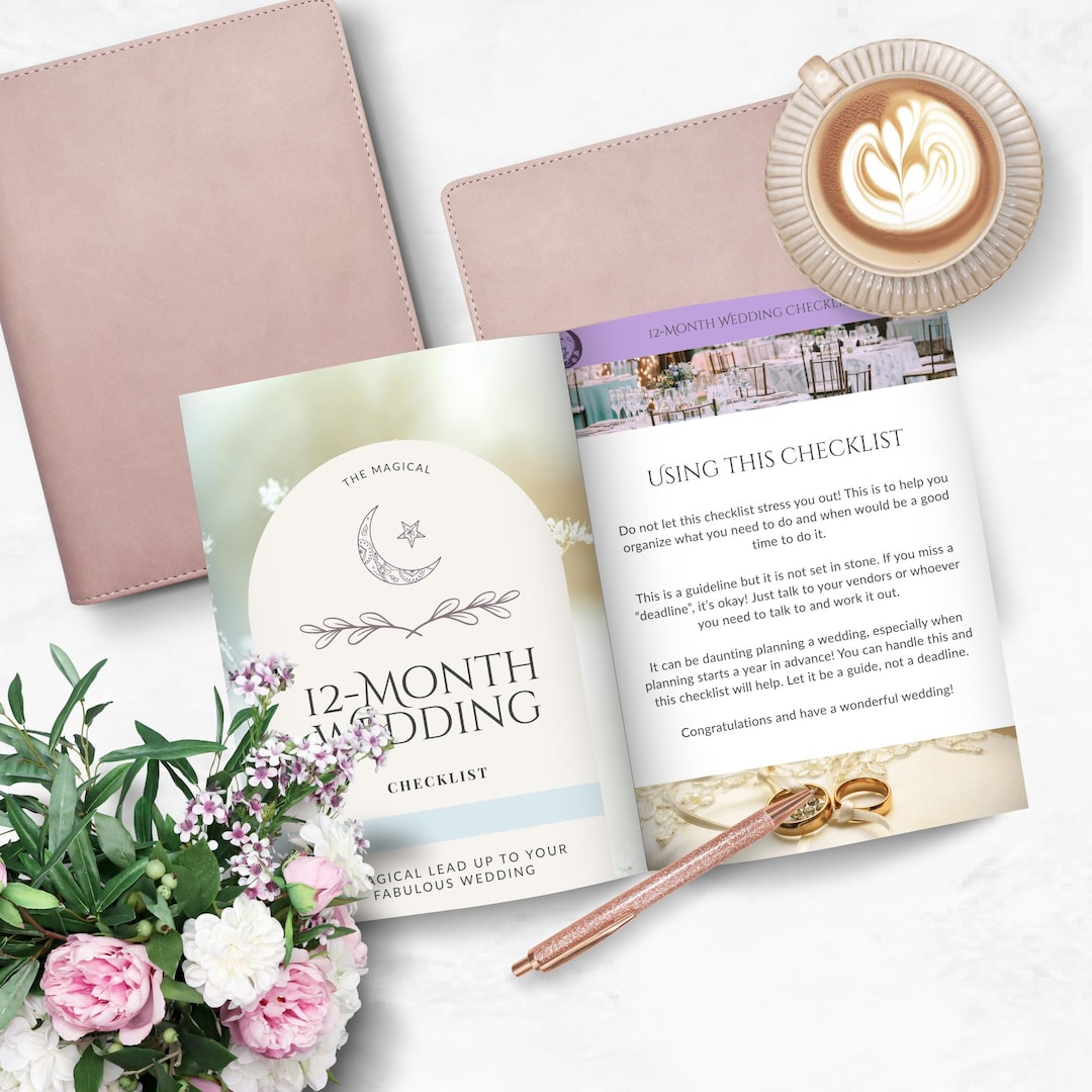 12-month Wedding Checklist Printable | Boho Celestial Wedding Planner ...