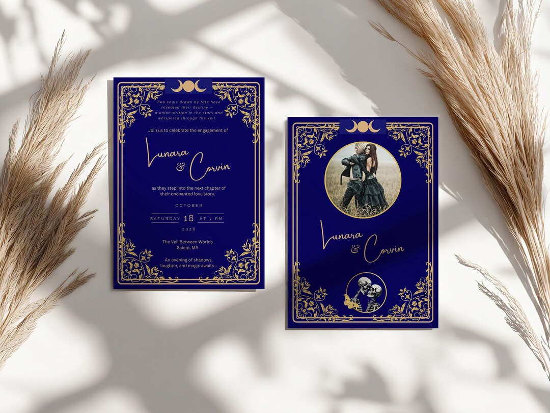 Tarot Macabre Engagement Invite | Gothic Witchy Invitation | Mystical ...