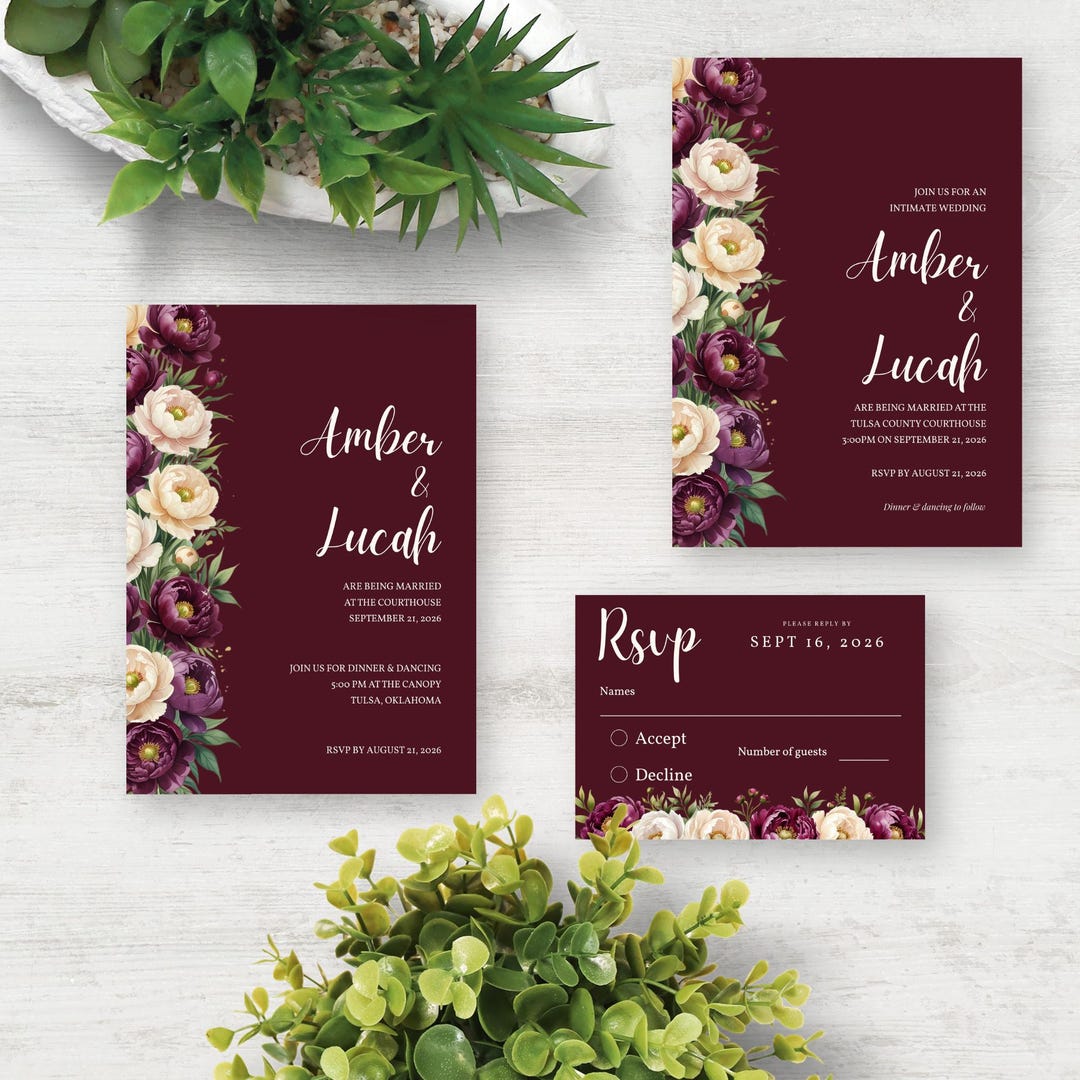 Courthouse Wedding Invitation Set | Intimate Celebration Template ...