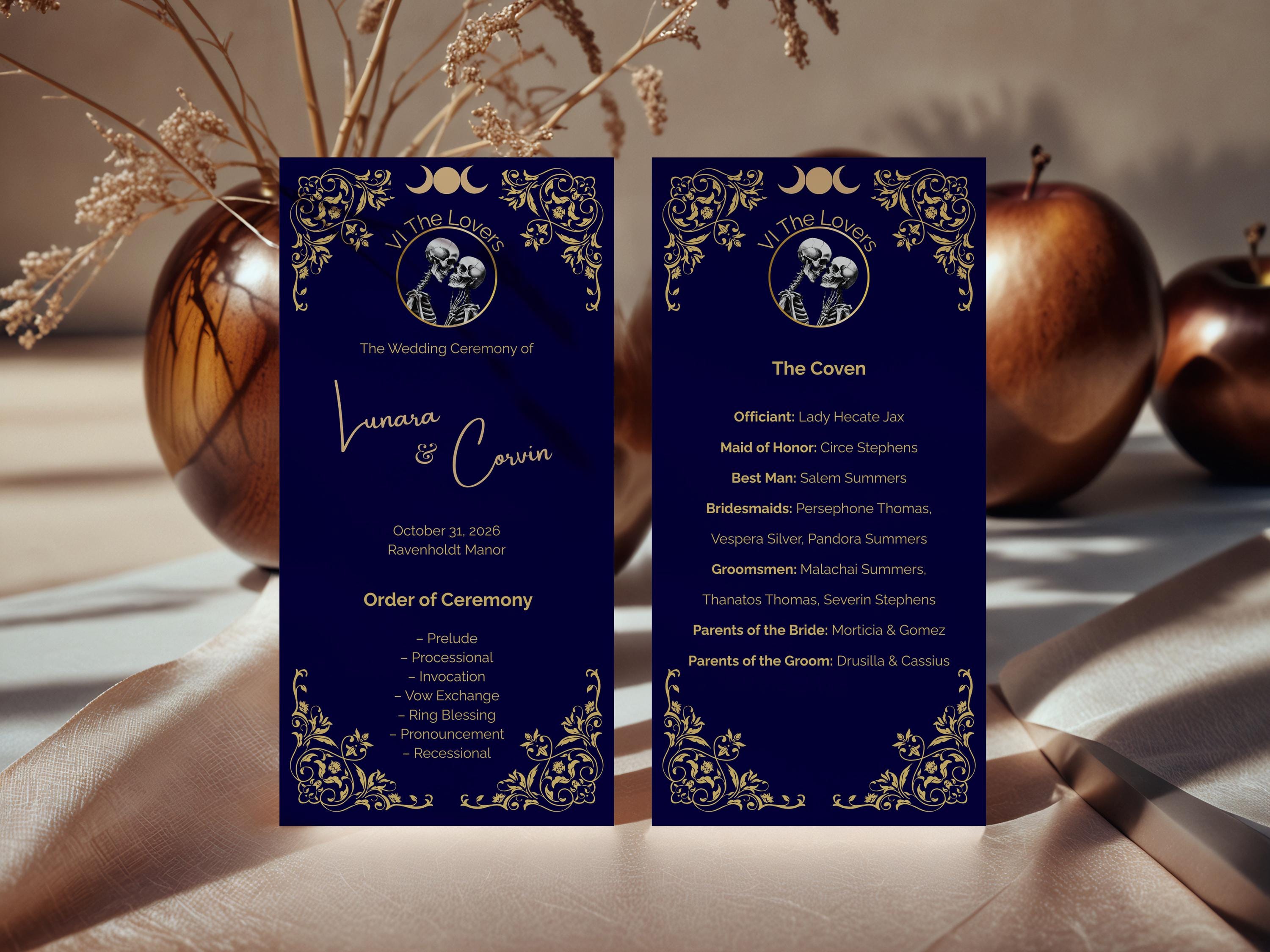 Gothic Wedding Program Template | Tarot Macabre | 4x8 Canva Template ...