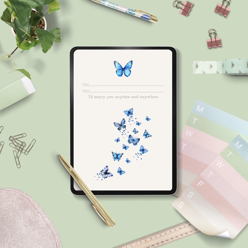 Elopement Planner Printable – Soft Wings, Quiet Vows | Icy Blue & Cream ...