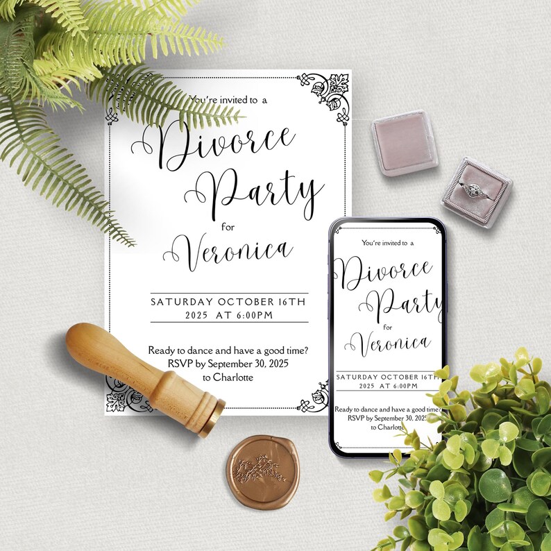 Divorce Party Invitation Canva Template | Printable & Editable Invite | Elegant Celebration of ...