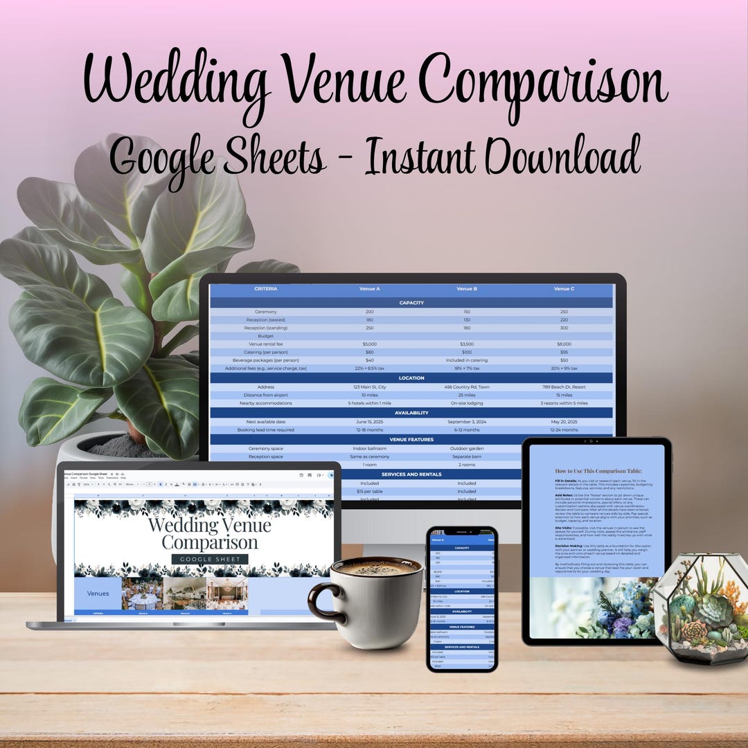 Wedding Venue Comparison Google Sheet – Printable & Digital Planner ...