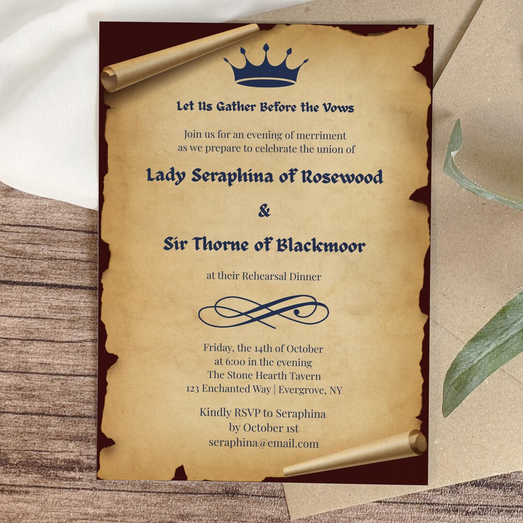 Renaissance Rehearsal Dinner Invitation | Canva Template Enchanted ...