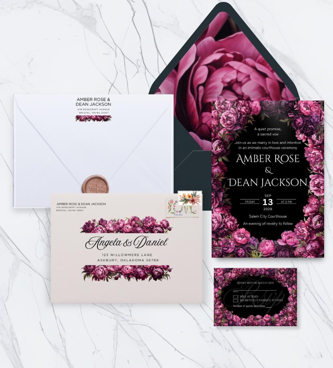 Courthouse Wedding Bundle – Printable Invite, RSVP, Liner, & Address ...