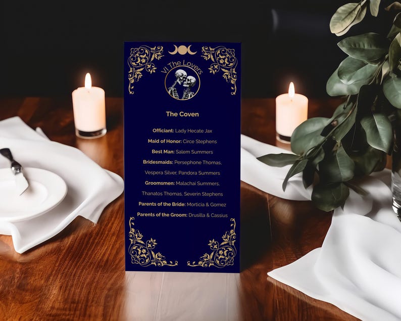 Gothic Wedding Program Template | Tarot Macabre | 4x8 Canva Template ...