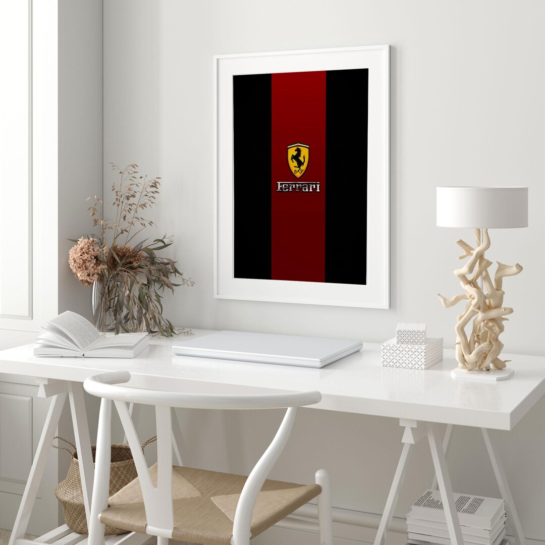Ferrari Logo Wall Art – Iconic Prancing Horse Poster for Car Lovers ...