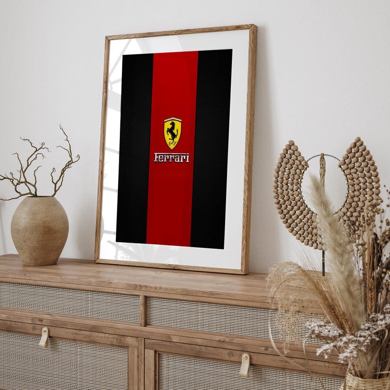 Ferrari Logo Wall Art – Iconic Prancing Horse Poster for Car Lovers ...