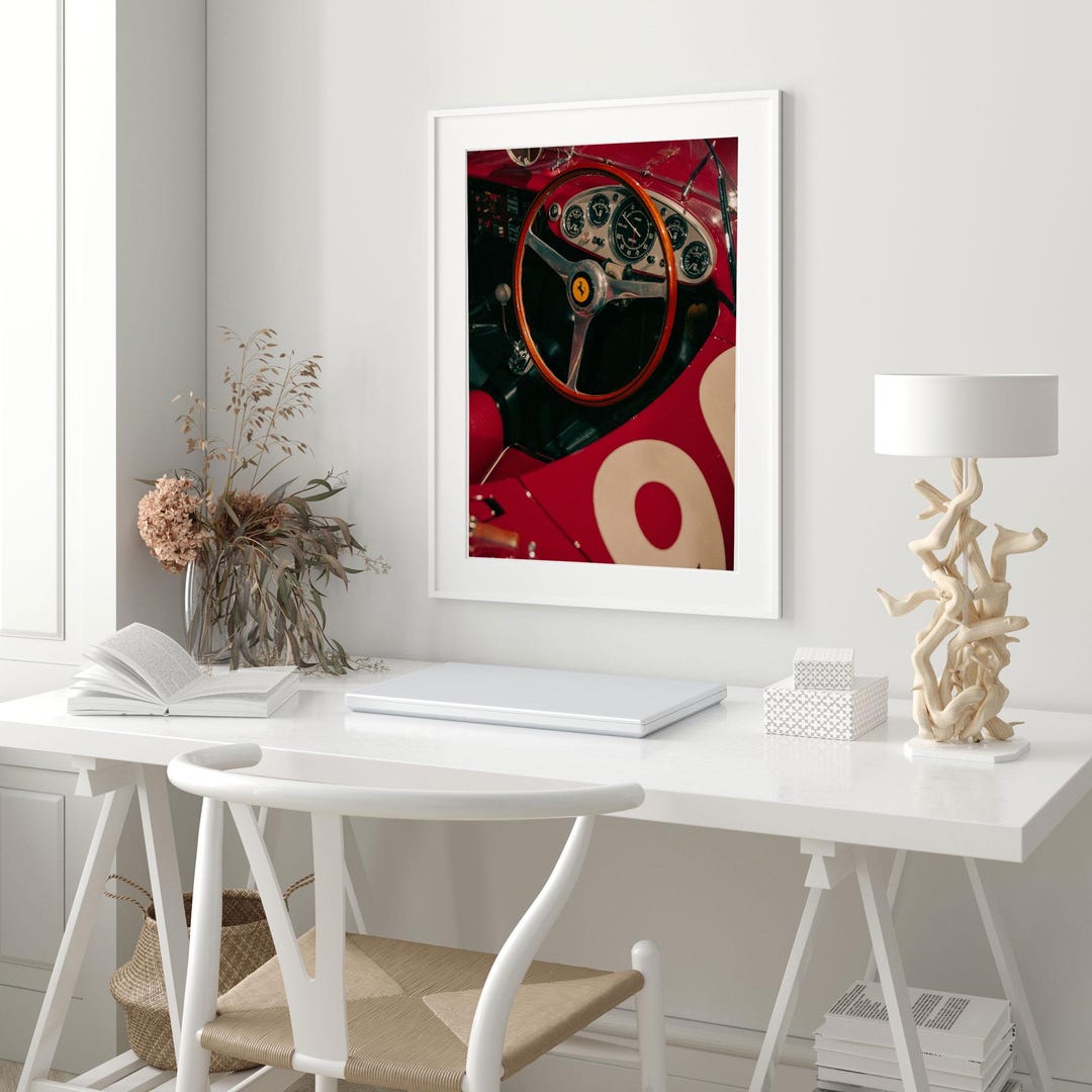 Classic Ferrari Interior Poster - Vintage Cockpit View, Detailed ...