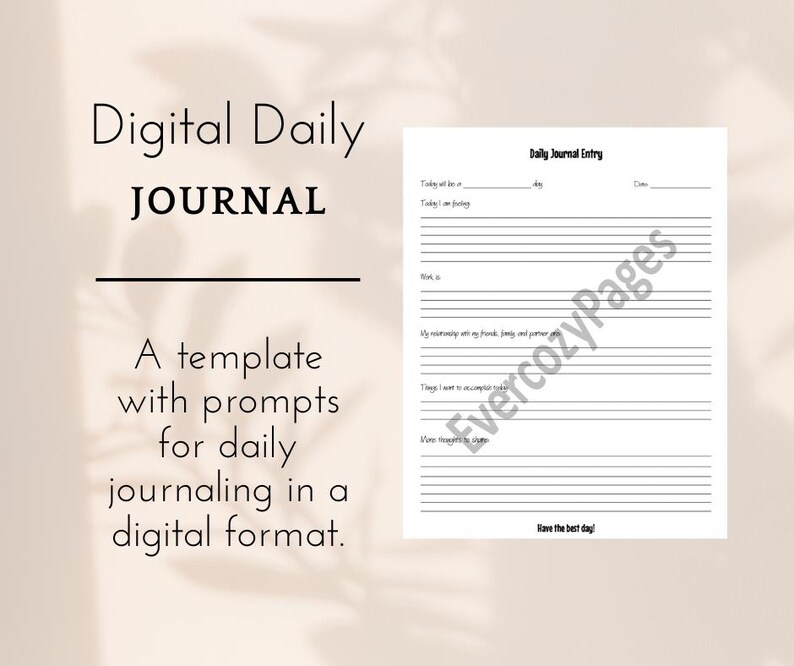 Digital Daily Journal Template - Etsy