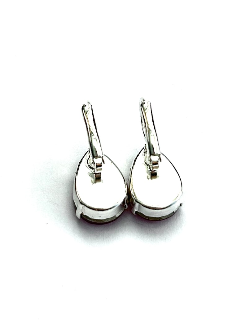 Rainbow AB Crystal Pear Lever Back Earrings - Silver Lever Backs ...