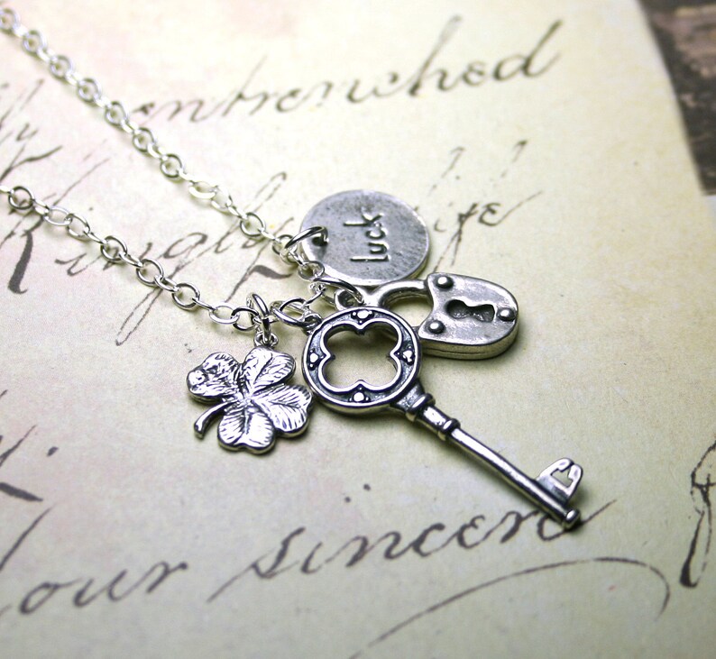 Lucky Lock and Key Necklace Sterling Silver Celtic Key and | Etsy