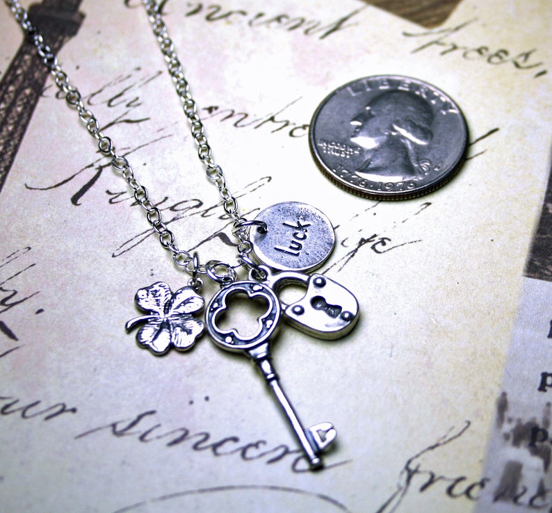 Lucky Lock and Key Necklace Sterling Silver Celtic Key and | Etsy