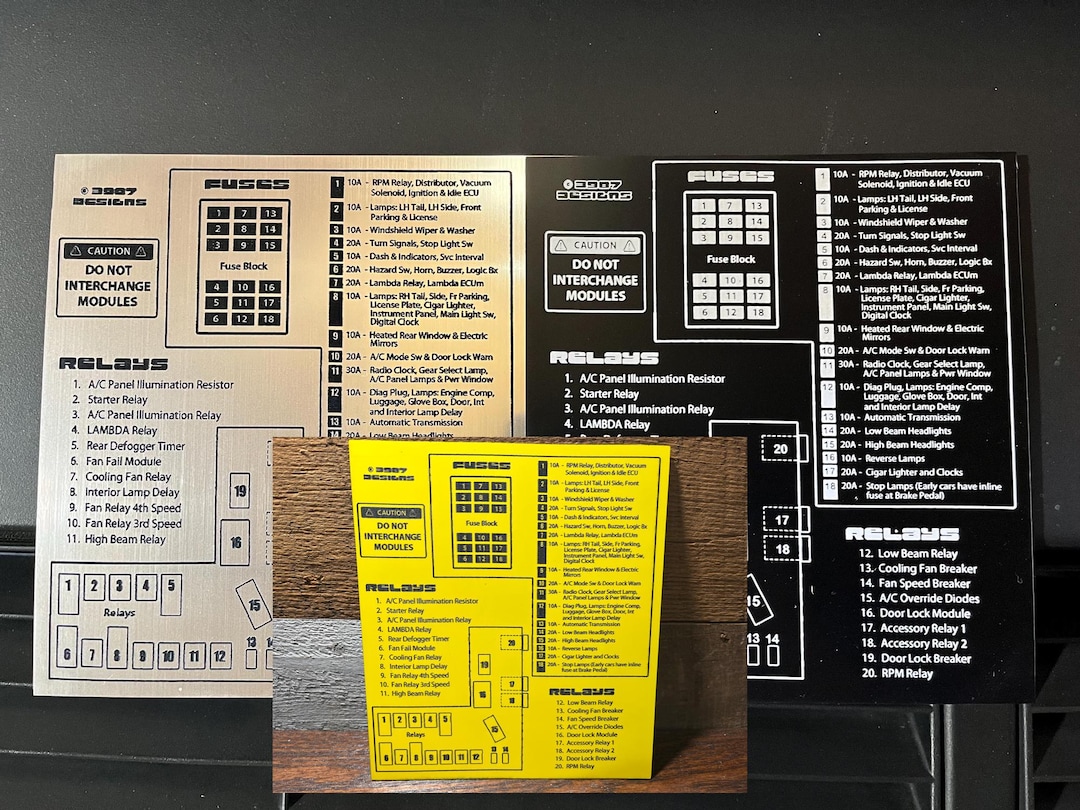 Delorean Fuse and Relay Bank Legend - Small - Etsy