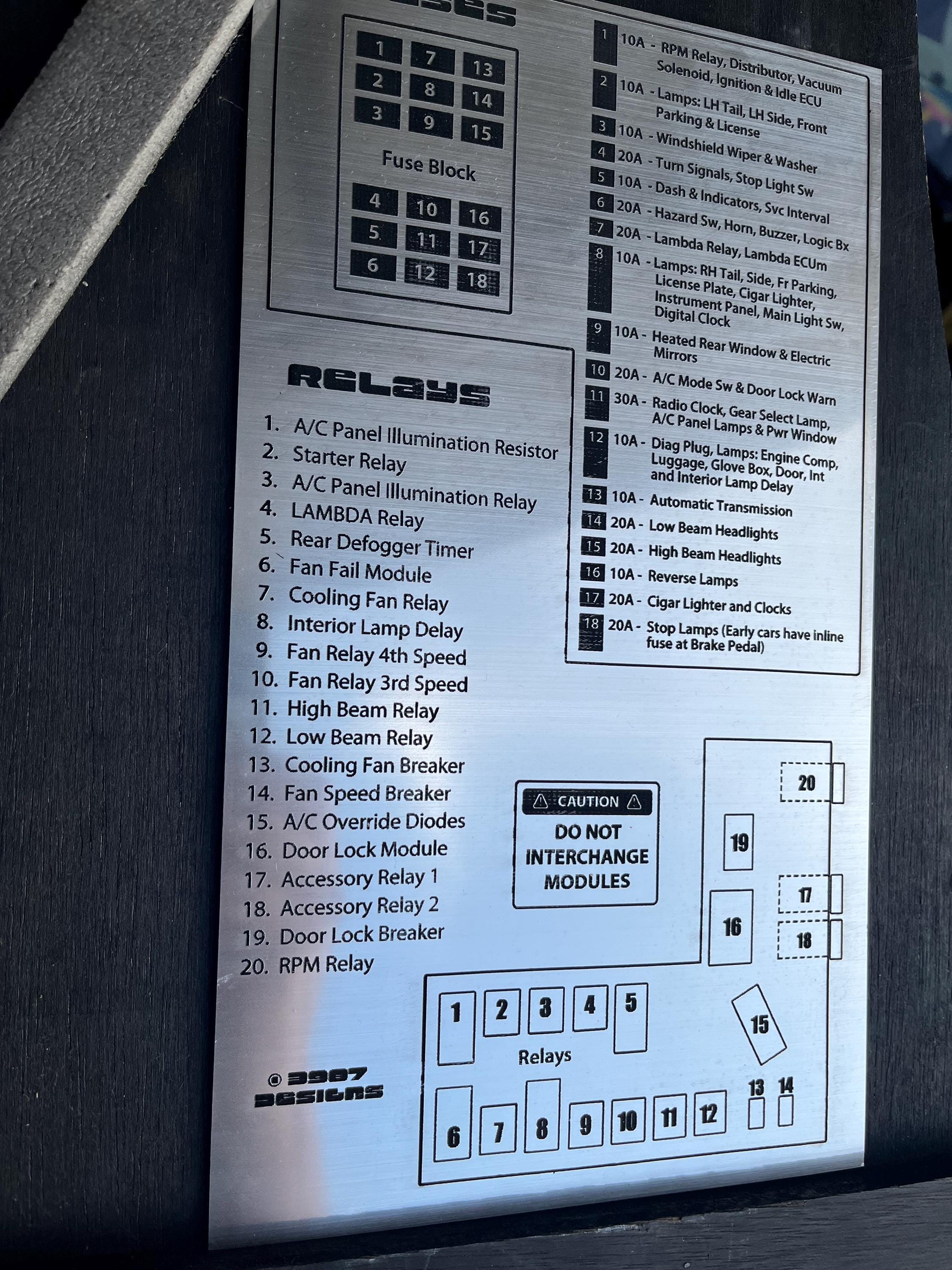 Delorean Fuse and Relay Bank Legend - XL - Etsy