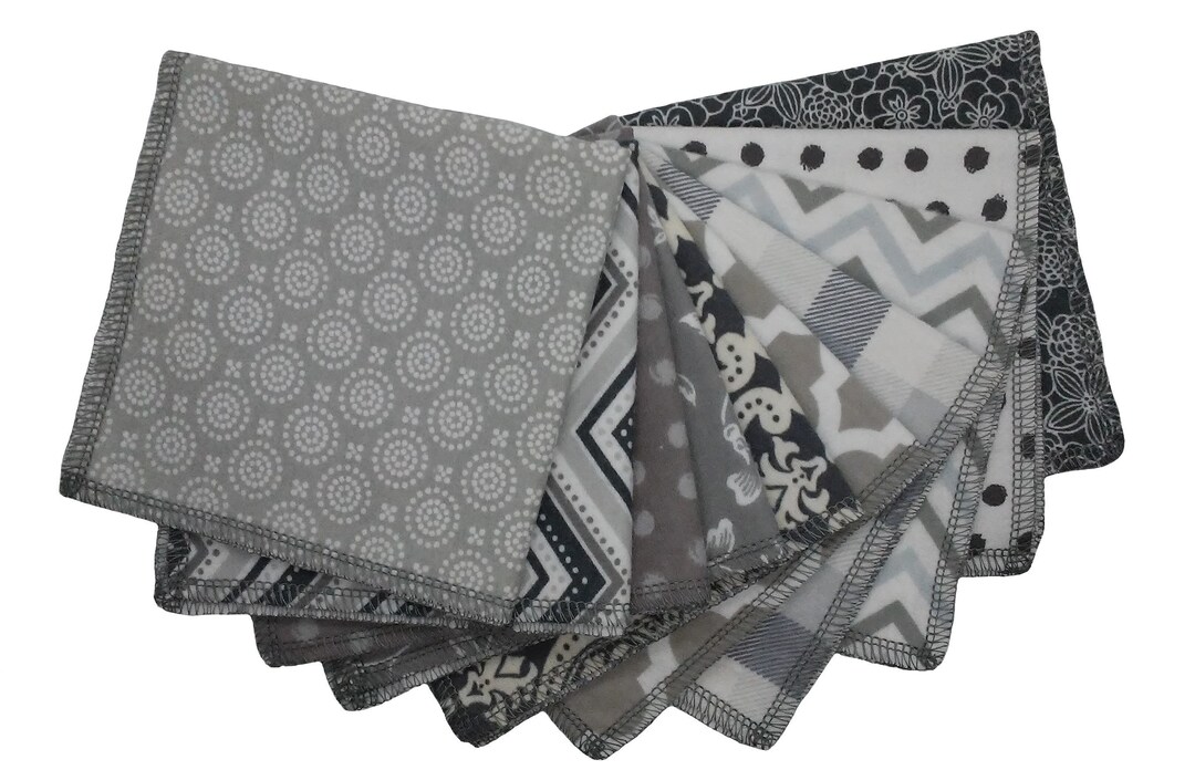 Ladies Gray and White Flannel Handkerchiefs - Set of 5 - Mother's Day ...