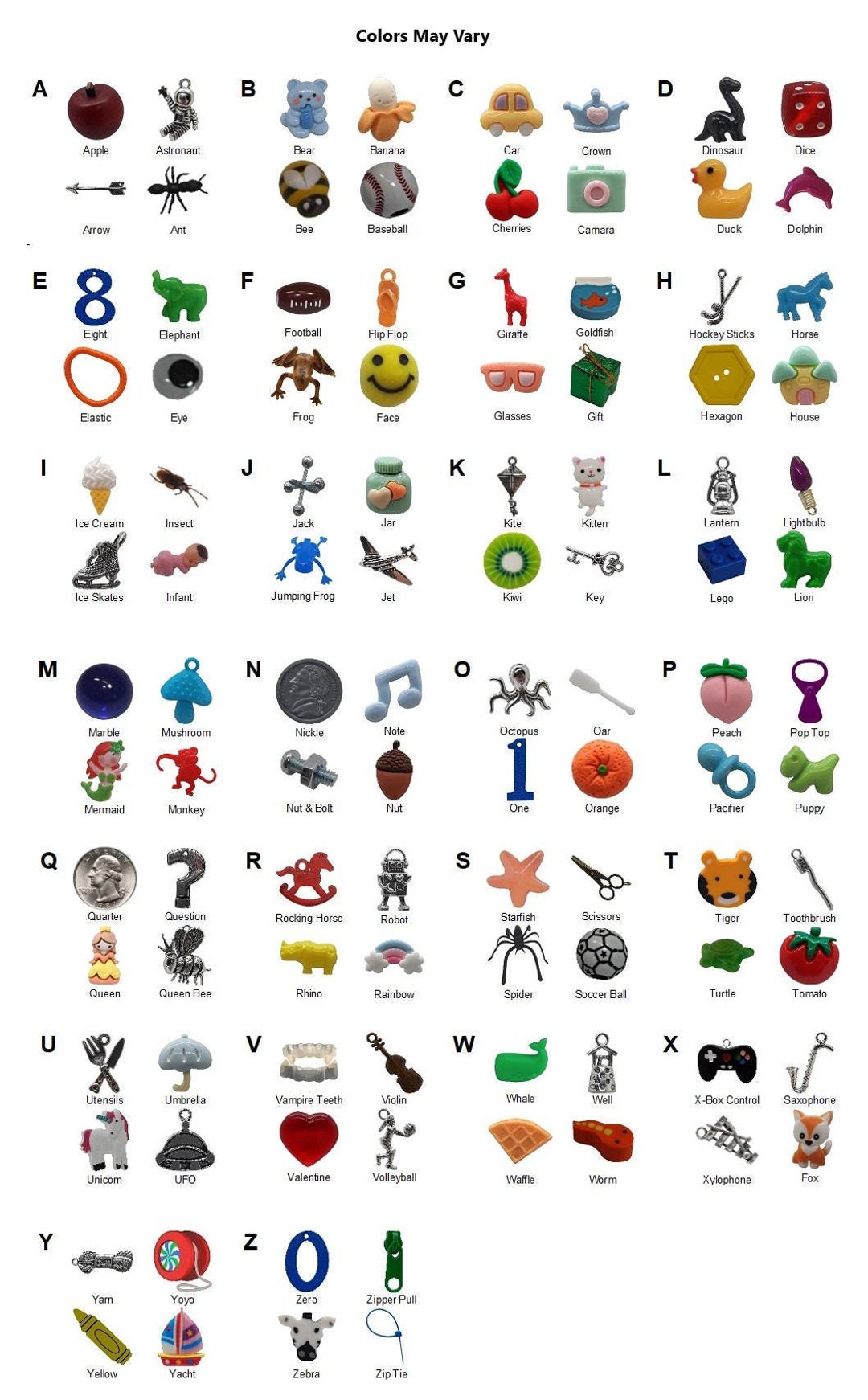 104 Alphabet Trinkets - 4 Each of 26 Alphabet Letters, Great for I Spy ...