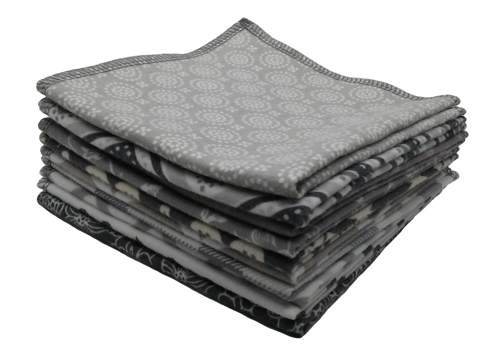 Ladies Gray and White Flannel Handkerchiefs - Set of 5 - Mother's Day ...