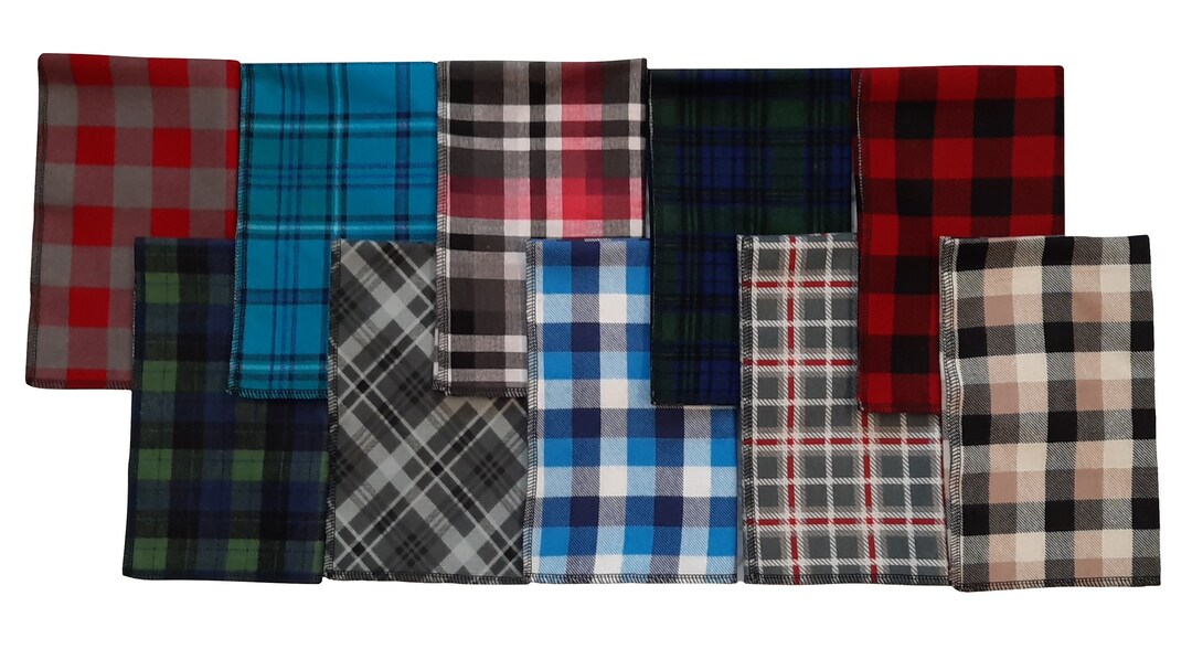 5 Extra-large Flannel Handkerchiefs - Set of Five - Select Your Own ...
