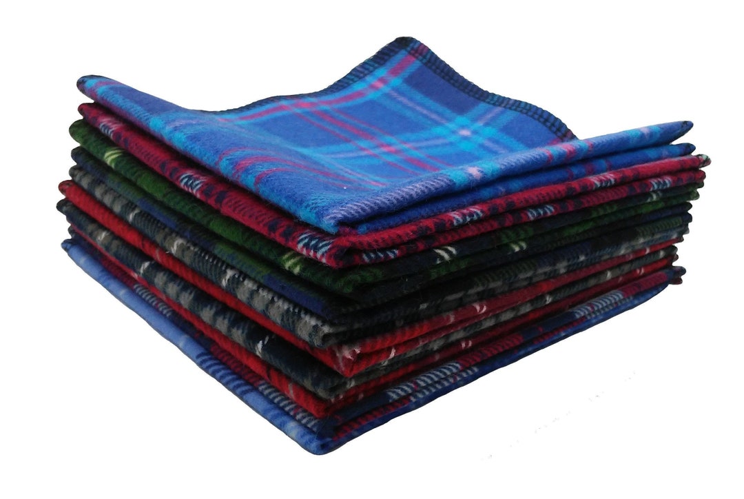 10 Men's Plaid Flannel Handkerchiefs - Set of 10 - Select Your Own ...