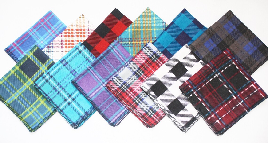 10 Men's Plaid Flannel Handkerchiefs Set of 10 Select | Etsy