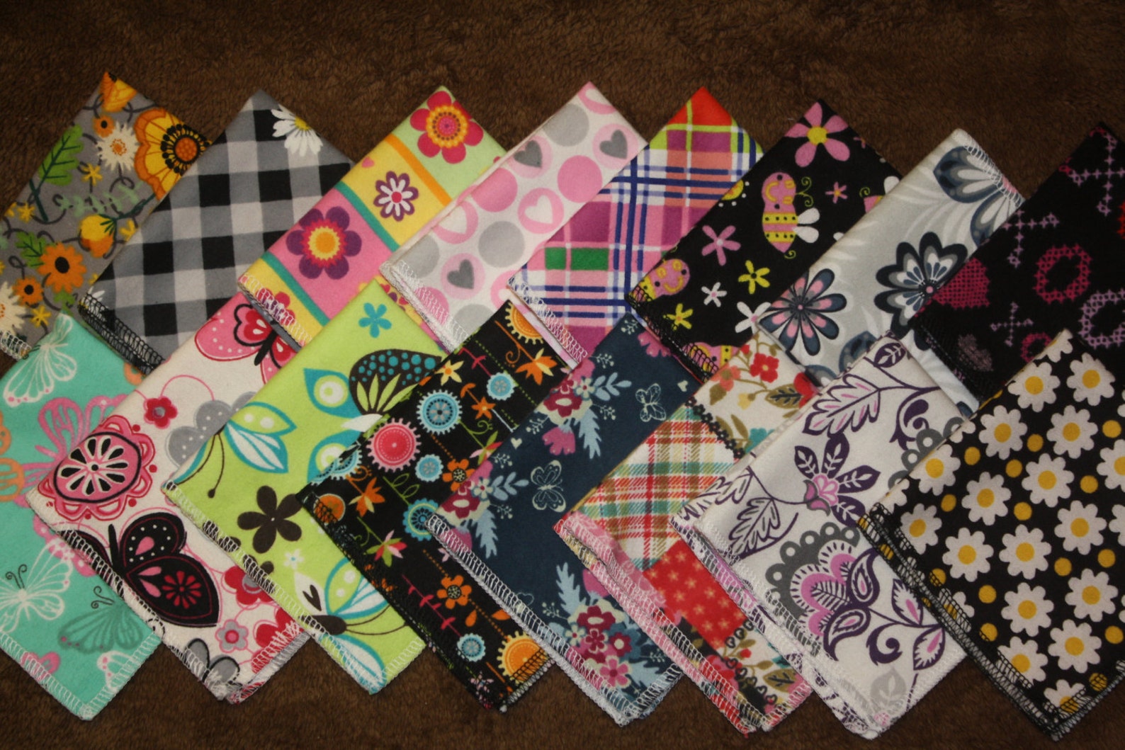 10 Ladies Flannel Handkerchiefs Set of 10 Bright and - Etsy