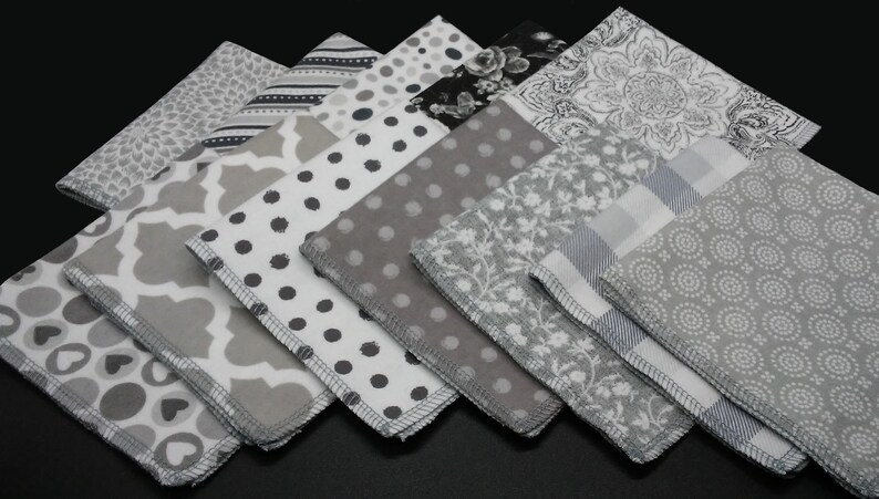 Ladies Gray and White Flannel Handkerchiefs - Set of 5 - Mother's Day ...