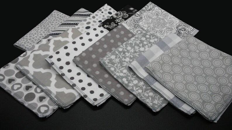 Ladies Gray and White Flannel Handkerchiefs Set of 5 or 10 | Etsy