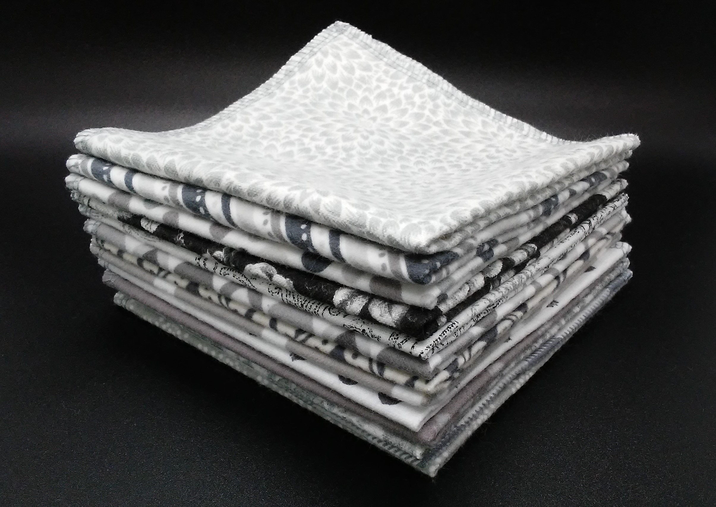 Ladies Gray and White Flannel Handkerchiefs - Set of 5 - Mother's Day ...