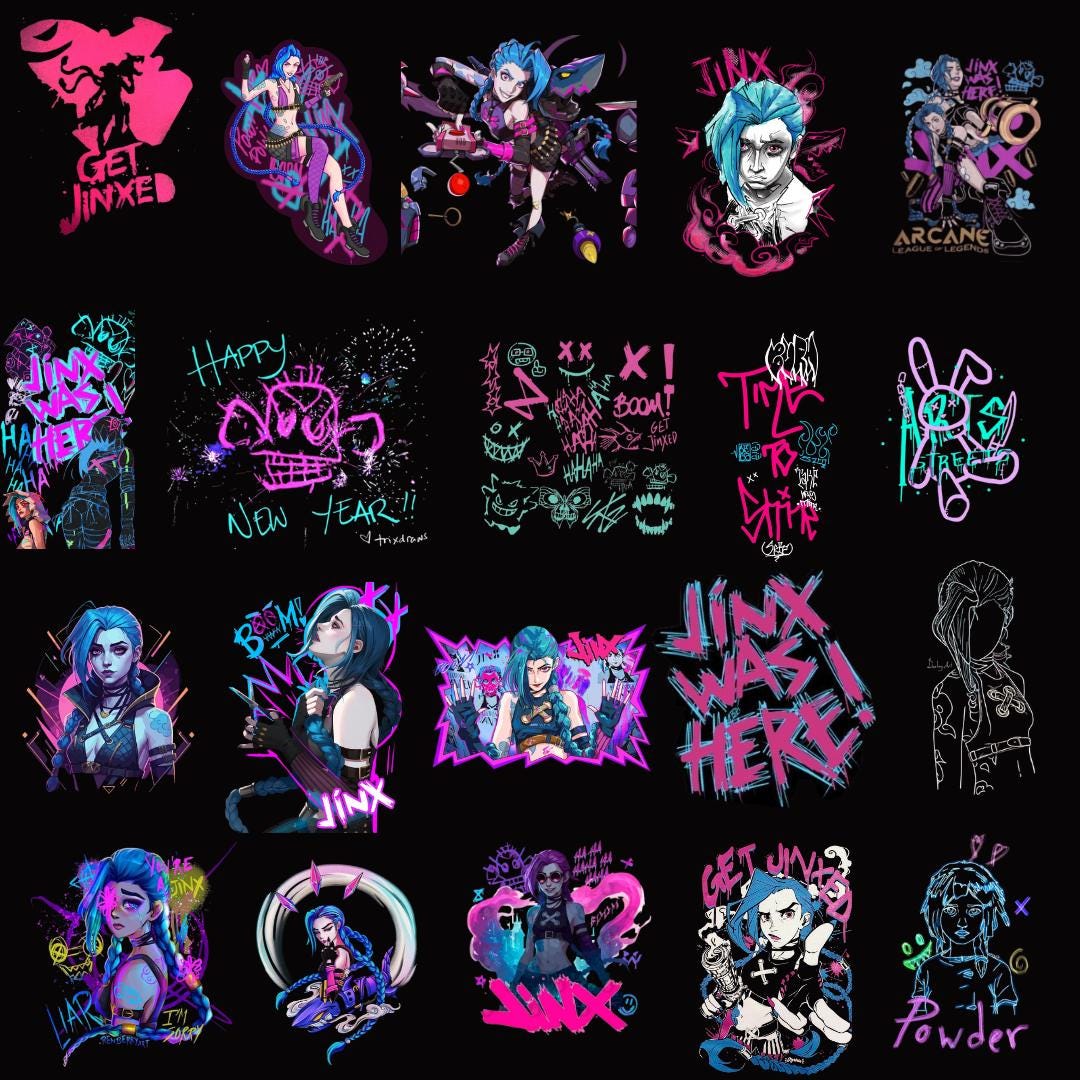 Jinx Graffiti PNG Clipart Bundle: League of Legends Stickers (digital ...