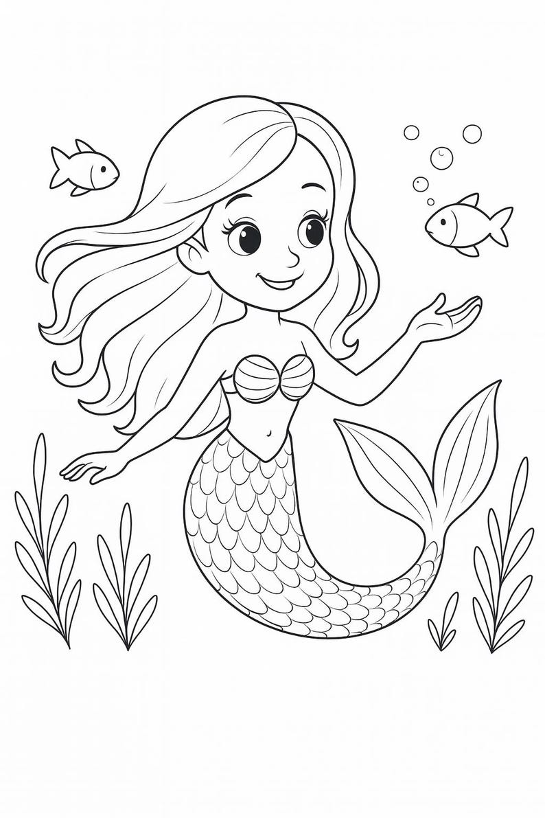 Personalized Mermaid Coloring Book: Kids' DIY Art Activity (digital ...